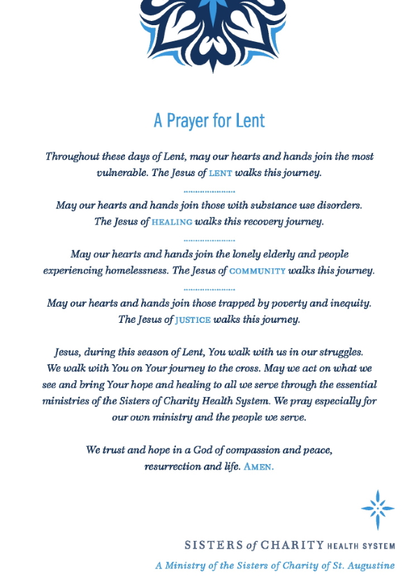 A prayer for Lent - Sisters of Charity Health System Blog | Sisters of ...